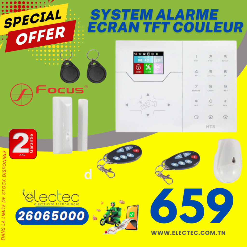 Kit Complet système d'alarme ecran TFT couleur Focus - ELECTEC